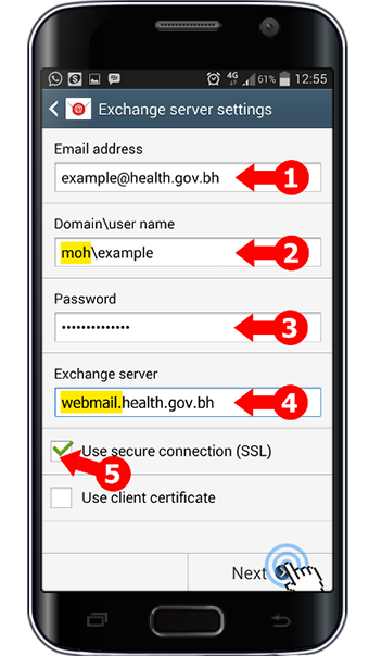 E-Mail Configuration for Smart Phones - Ministry of Health